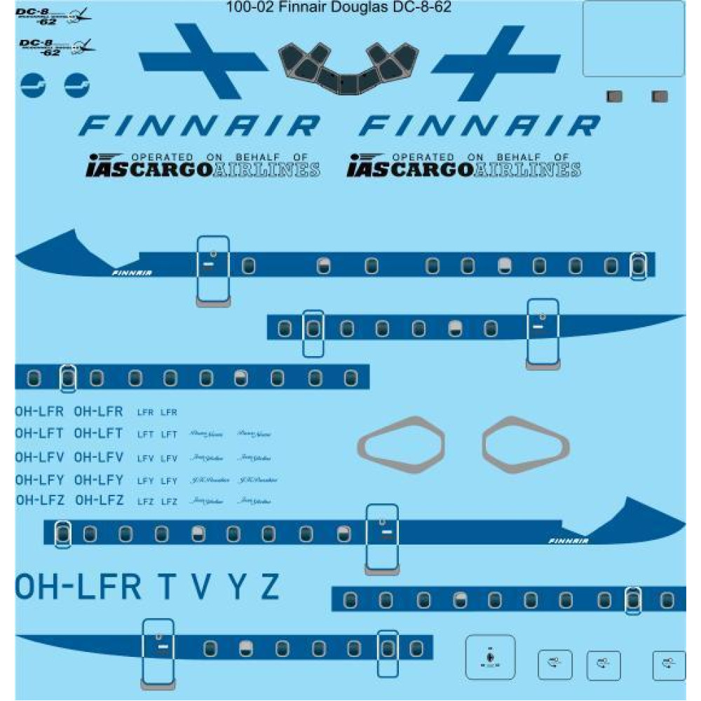 26Decals 100-02 1/100 Finnair McDonnell Douglas DC-8-62 Laser decal ...