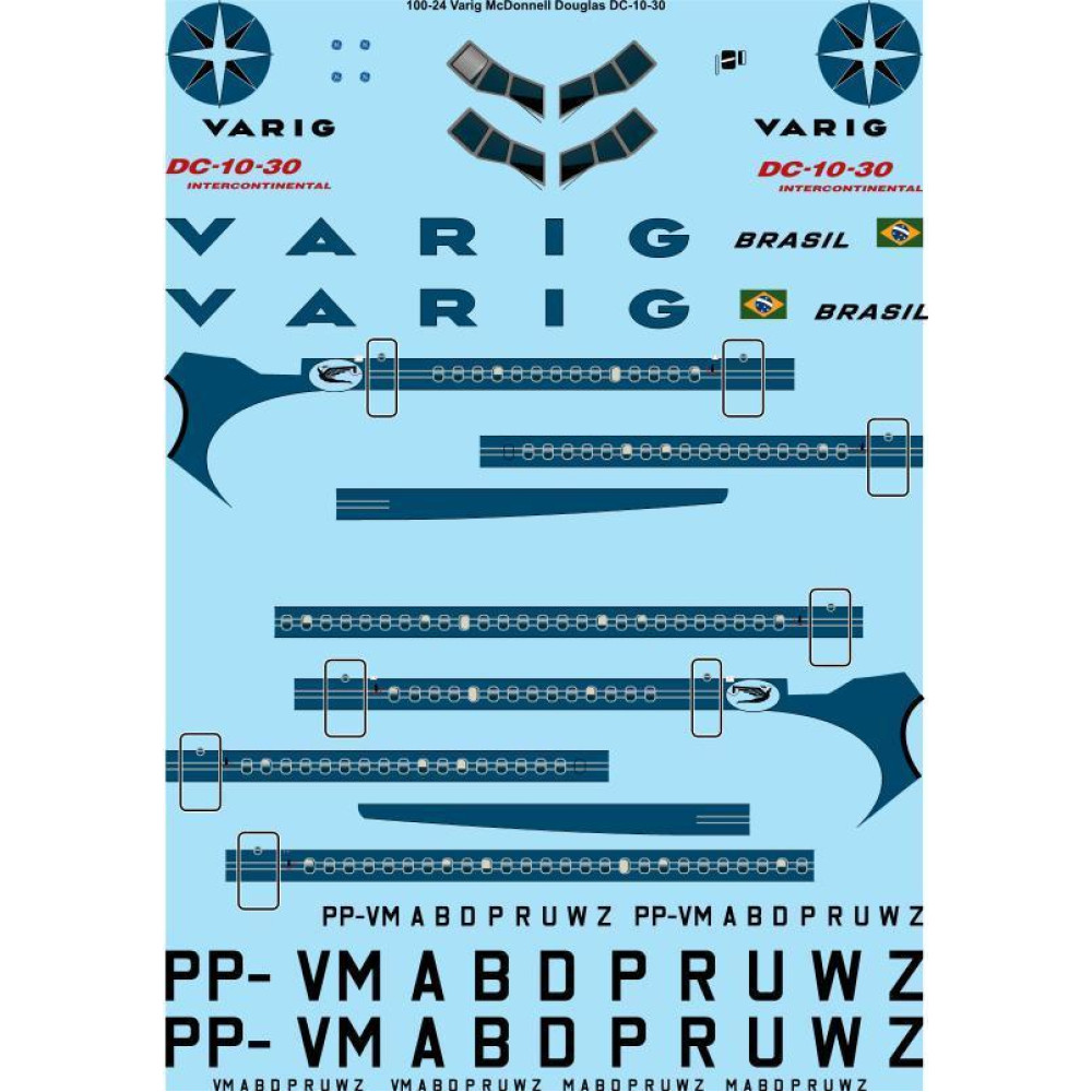 26Decals 100-24 1/100 Varig McDonnell Douglas DC-10-30 laser decal ...