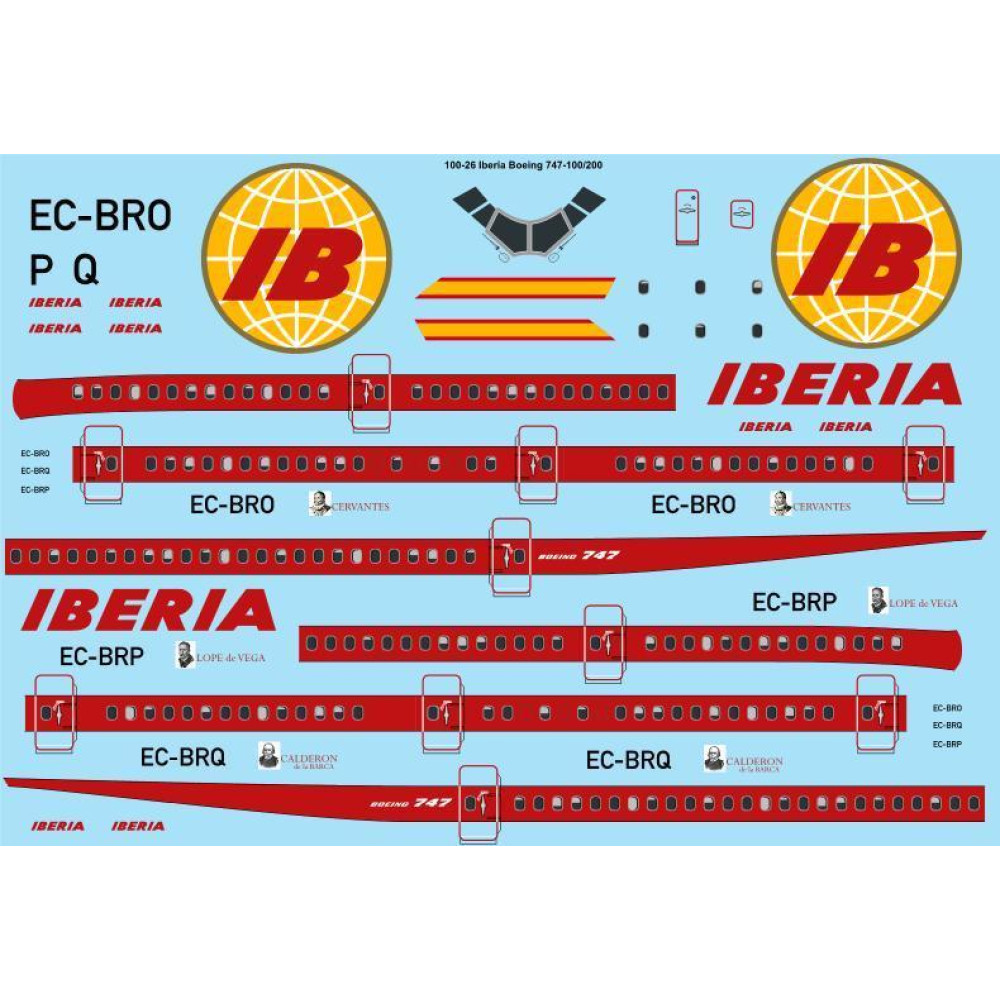 26Decals 100-26 1/100 Iberia Delivery Boeing 747-256 laser decal Model ...