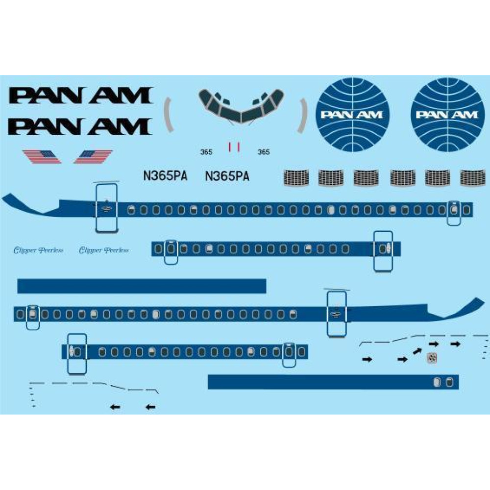 26Decals 100-43 1/100 Pan Am Boeing 727-200 laser decal Model Kit ...