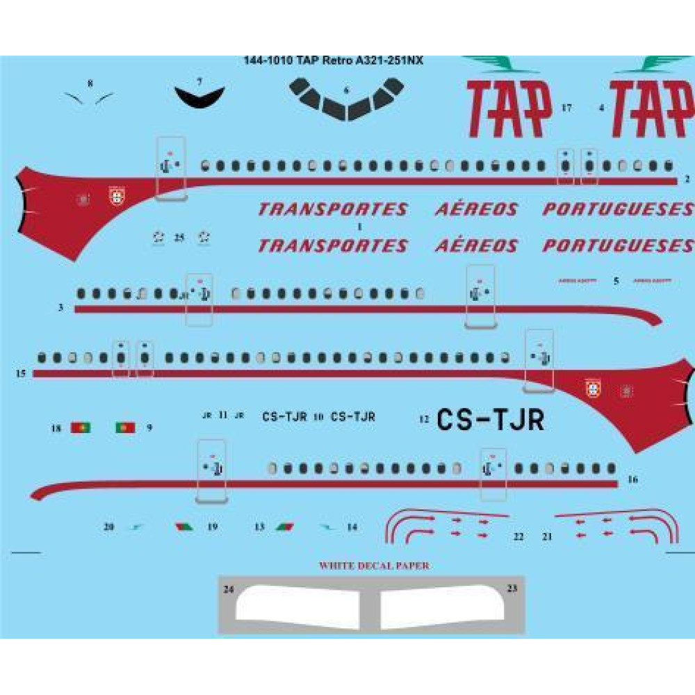 26Decals 144-1010 1/144 TAP Retro Airbus A321-251NX Laser decal Model ...