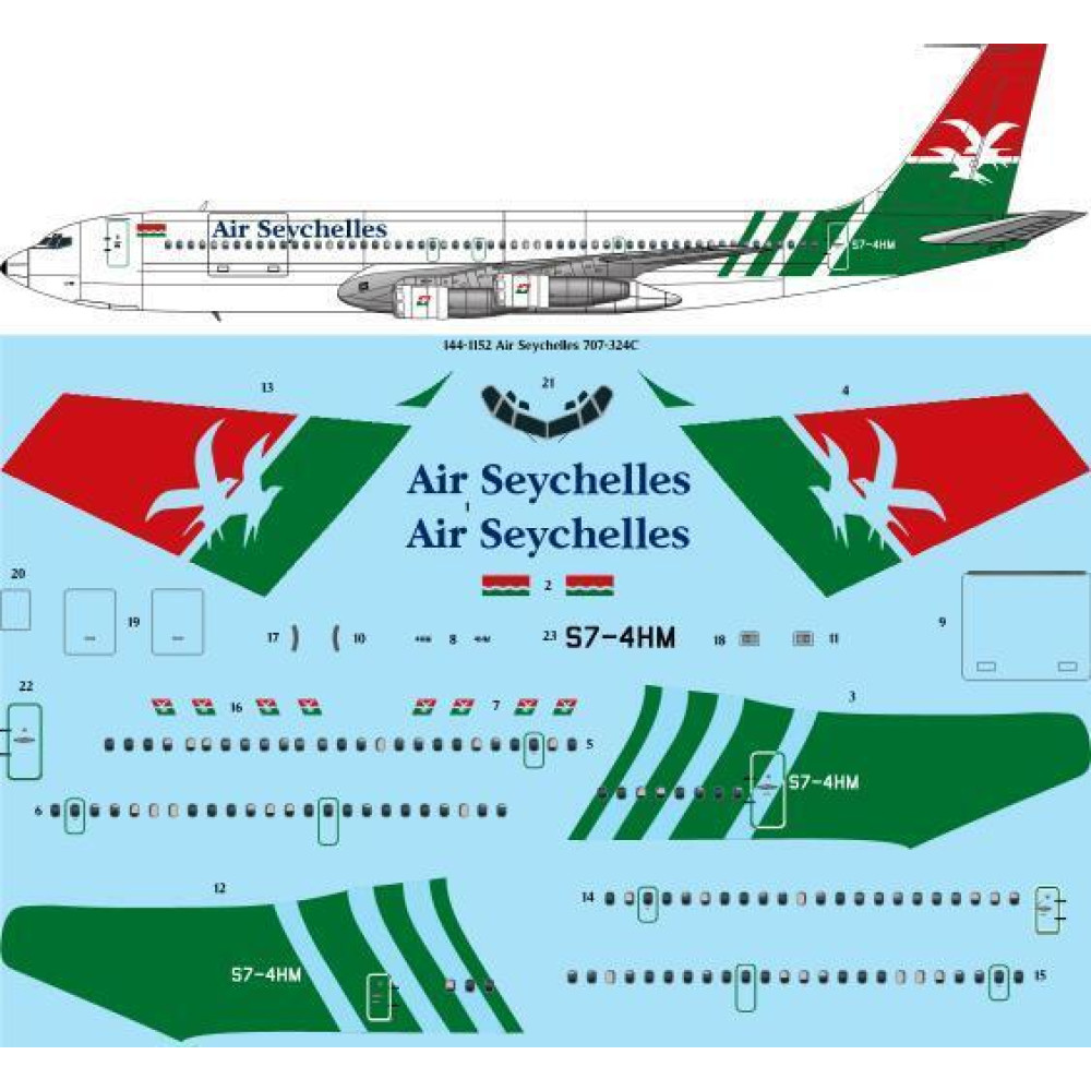 26Decals 144-1152 1/144 Air Seychelles Boeing 707-324C laser decal ...