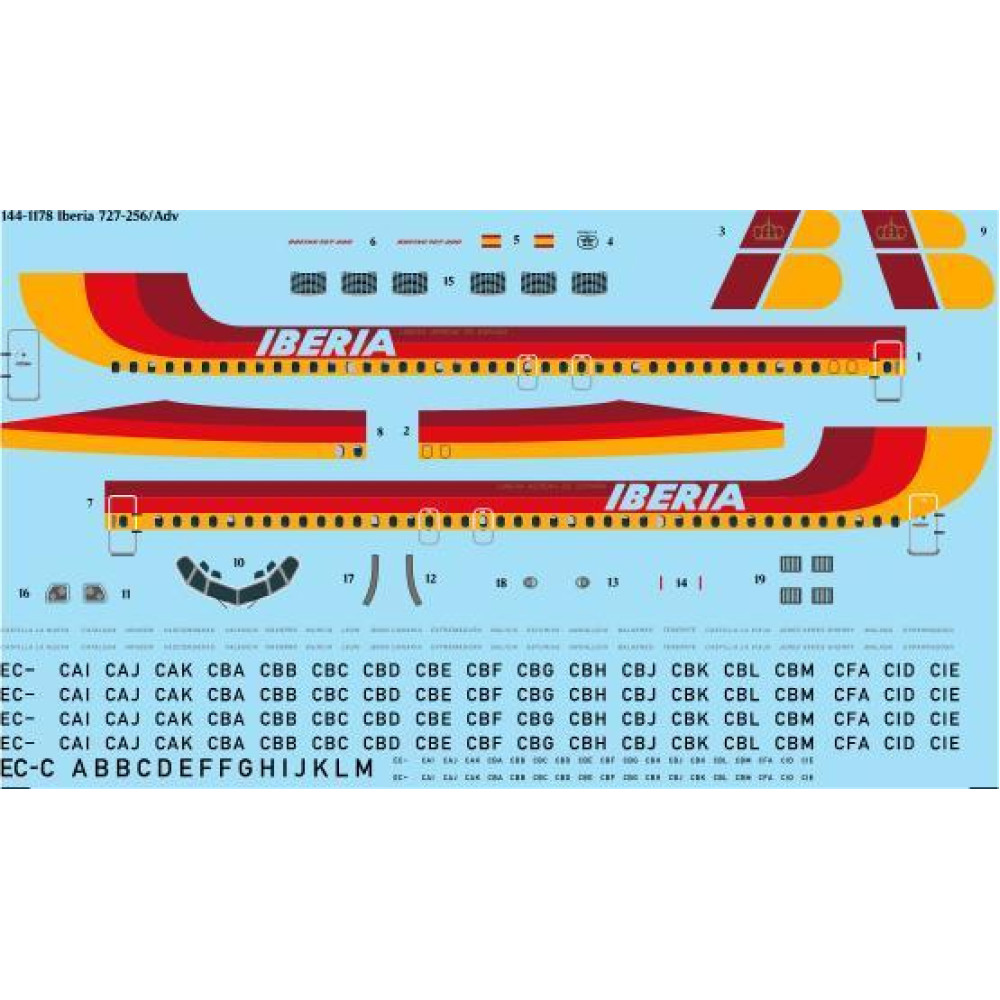 26Decals 144-1178 1/144 Iberia Boeing 727-256Adv laser decal Model Kit ...