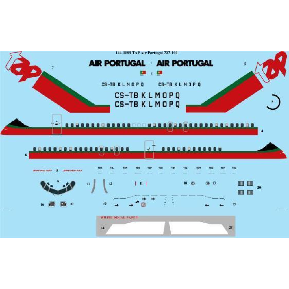 26Decals 144-1189 1/144 AP Air Portugal Boeing 727-100 laser decal ...