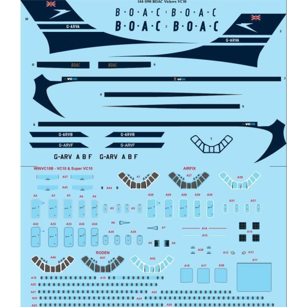 26Decals 144-1190 1/144 BOAC Delivery Vickers VC10 laser decal with ...
