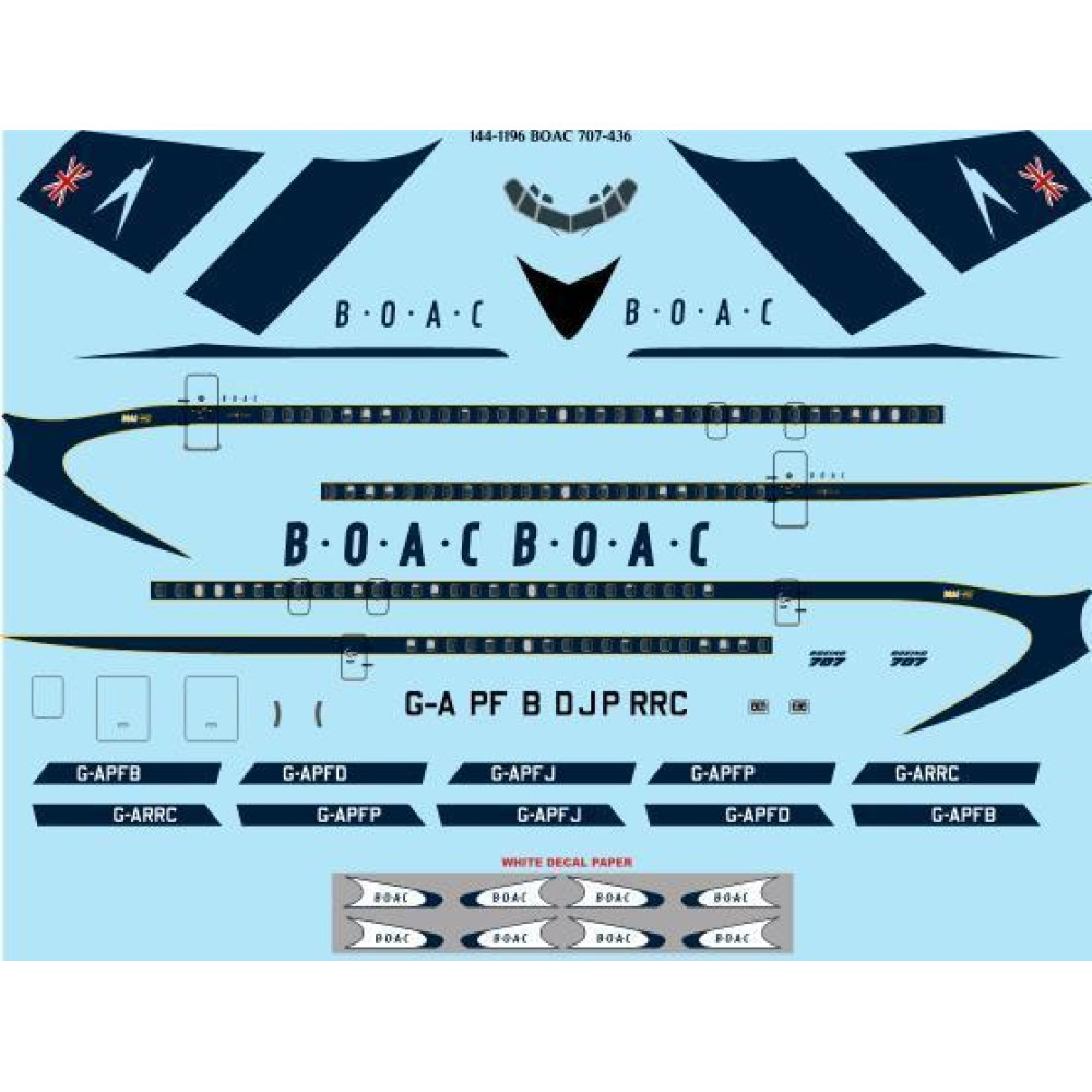 26Decals 144-1196 1/144 BOAC Delivery 707-436 laser decal Model Kit ...
