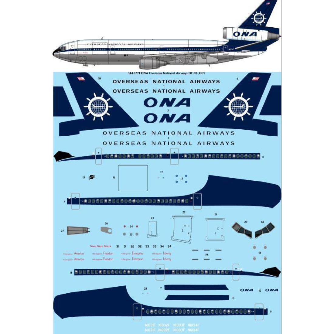 26Decals 144-1271 1/144 ONA Overseas National Airways McDonnell Douglas ...