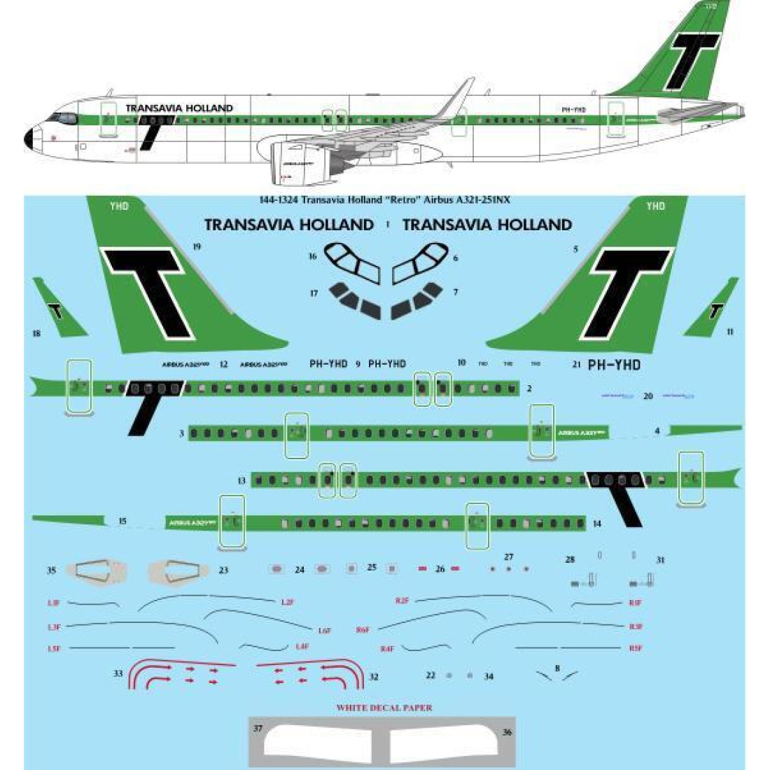 26Decals 144-1324 1/144 Transavia Holland Retro Airbus A321-251NX Neo ...