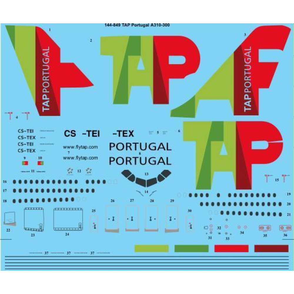 26Decals 144-849 1/144 TAP Air Portugal Airbus A310-300 Laser decal ...