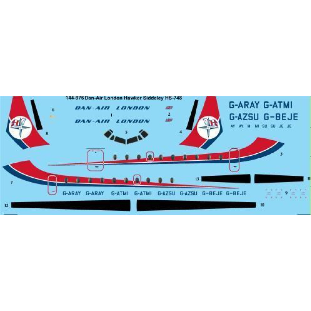 26Decals 144-976 1/144 Dan-Air London Hawker Siddeley HS-748 laser ...