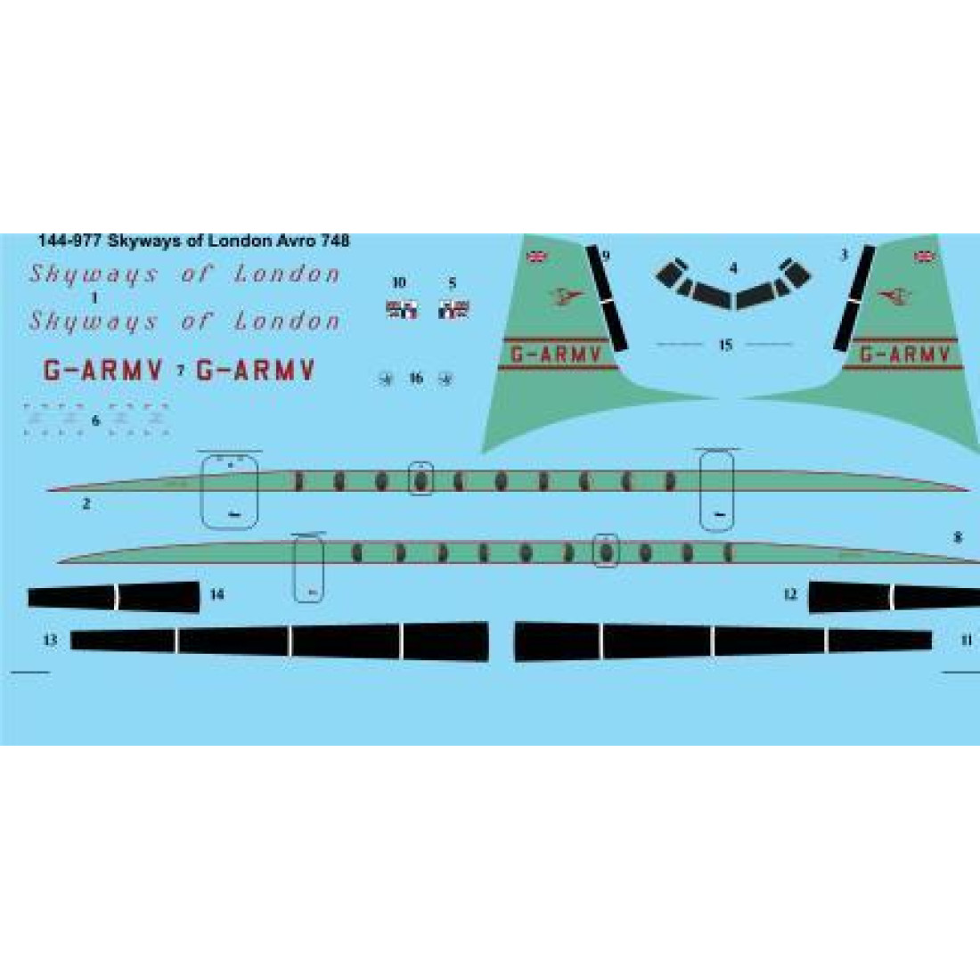 26Decals 144-977 1/144 Skyways of London Avro 748 laser decal - for ...