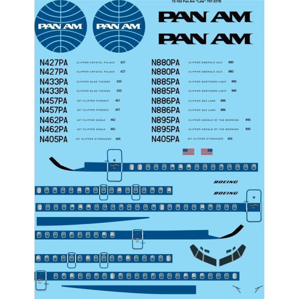 26Decals 72-162 1/72 Pan Am (late) 707-321B Laser decal Model Kit ...