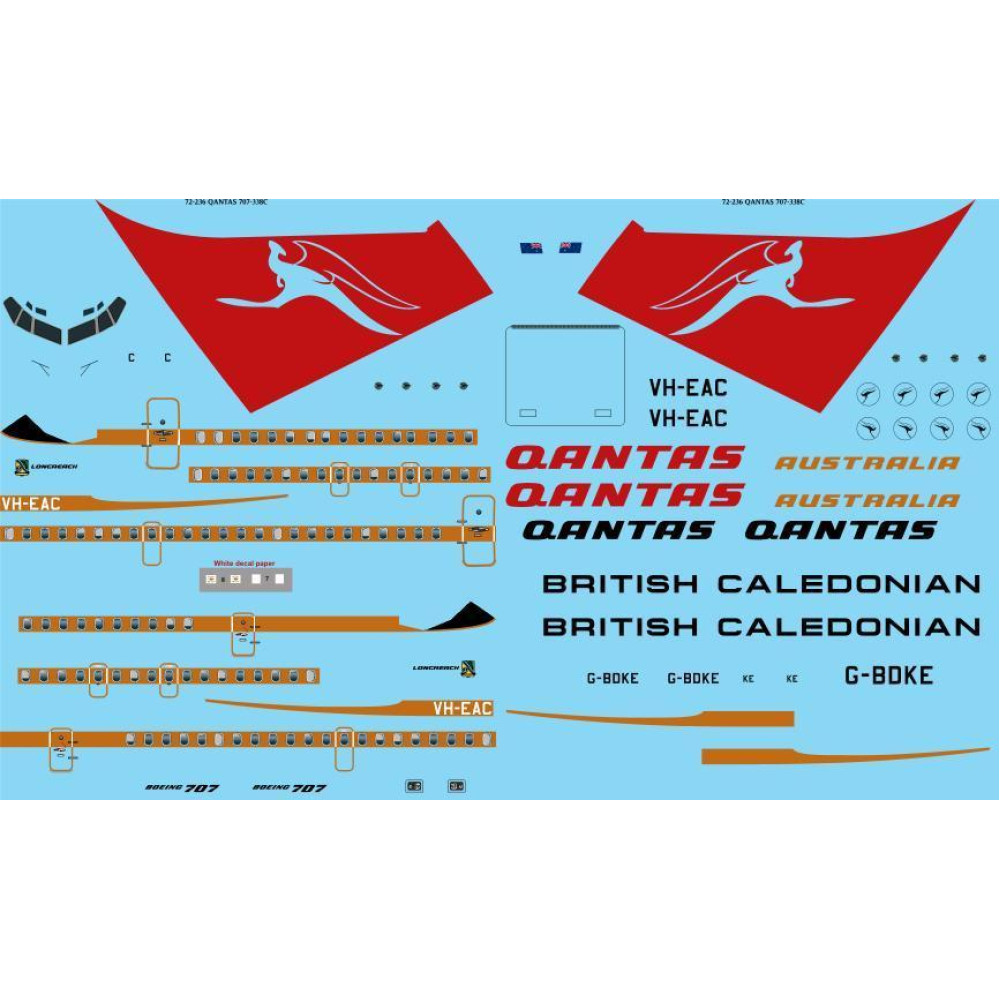 26Decals 72-236 1/72 QANTAS / British Caledonian Boeing 707-338C Laser ...