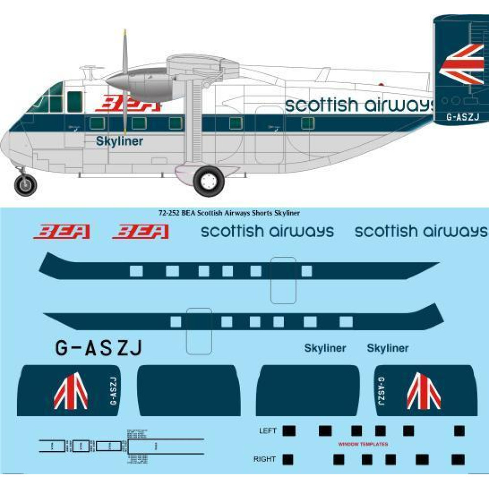 26Decals 72-252 1/72 BEA Shorts Skyvan Skyliner Laser decal Model Kit ...