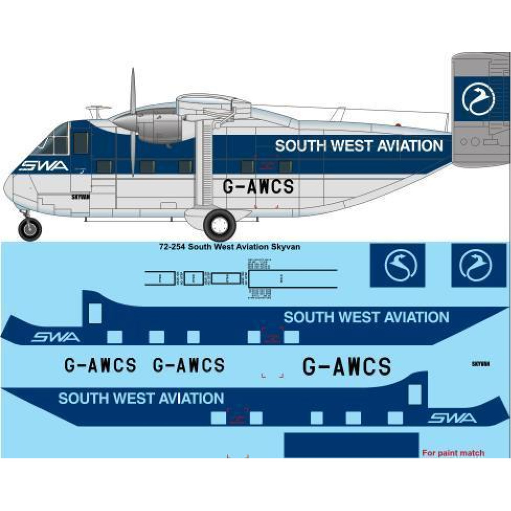 26Decals 72-254 1/72 South West Aviation Skyvan - for Airfix Kit Model ...