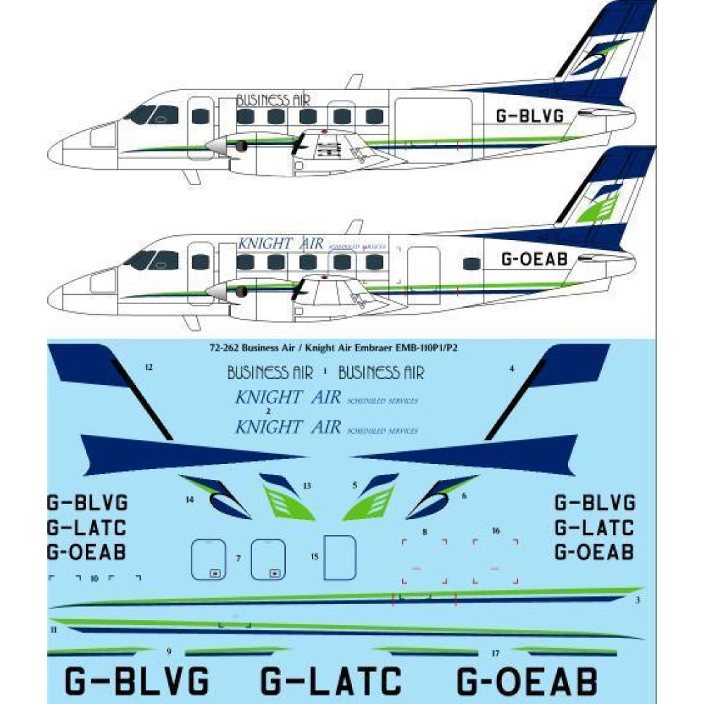 26Decals 72-262 1/72 Business Air / Knight Air Embraer EMB-110P1/P2 ...
