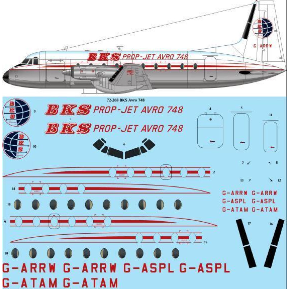 26Decals 72-268 1/72 BKS Delivery Avro 748 laser decal - for Mach 2 kit ...