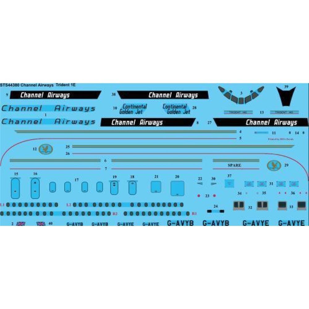 26Decals STS44380 1/144 Channel Airways Hawker Siddeley Trident 1E ...