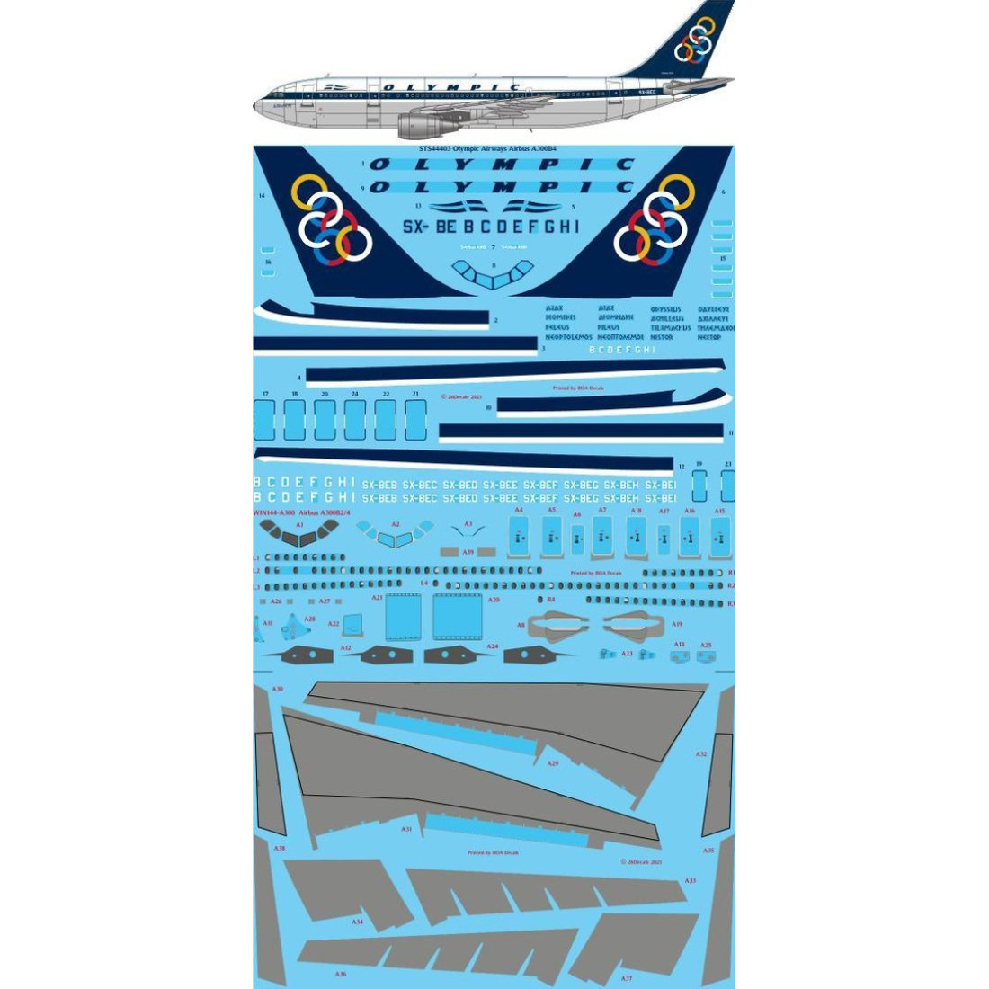 26Decals STS44403 1/144 Olympic Airways Airbus A300B4 Screen printed ...