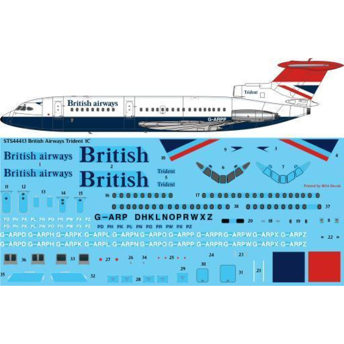 26Decals STS44413 1/144 British Airways Hawker Siddeley Trident 1C ...
