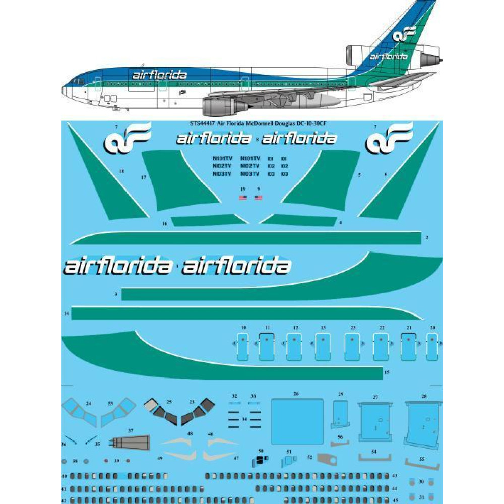26Decals STS44417 1/144 Air Florida McDonnell Douglas DC-10-30CF Screen ...