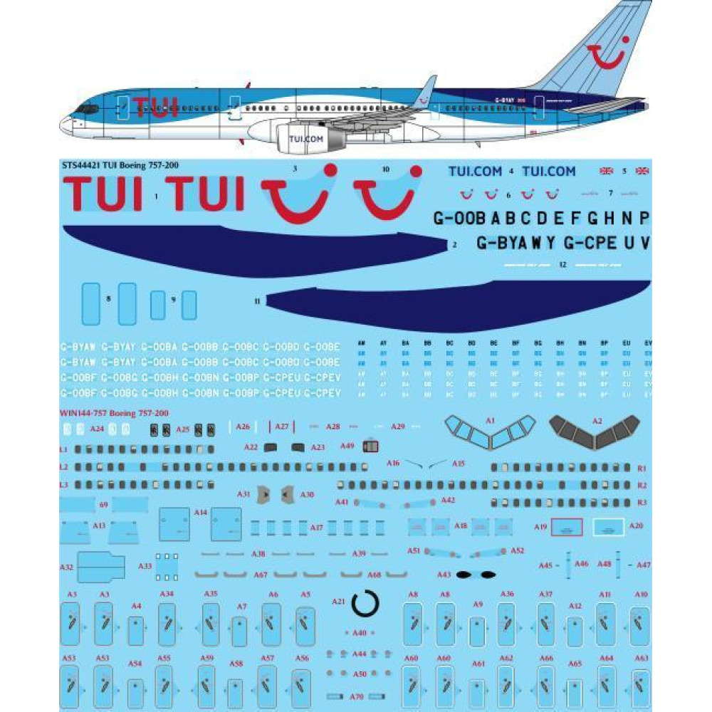 26Decals STS44421 1/144 TUI Boeing 757-200 screen printed decal Model ...