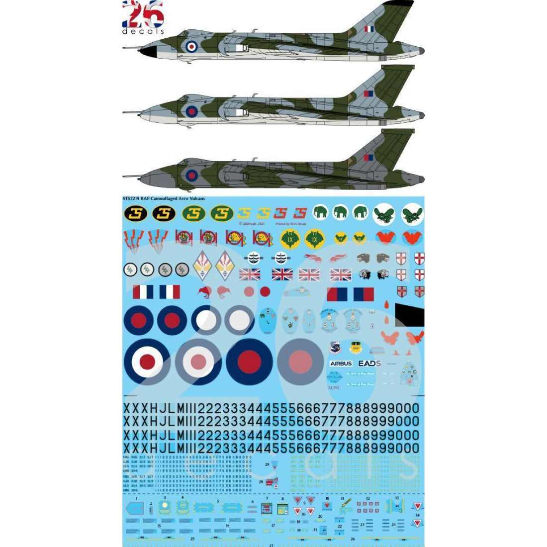26Decals STS7219 1/72 RAF Camouflaged Vulcans - 1/72 Scale Screen ...