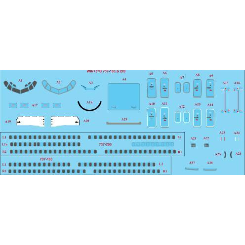26Decals WIN737B 1/144 Boeing 737-100/200 detail sheet - Screen printed ...