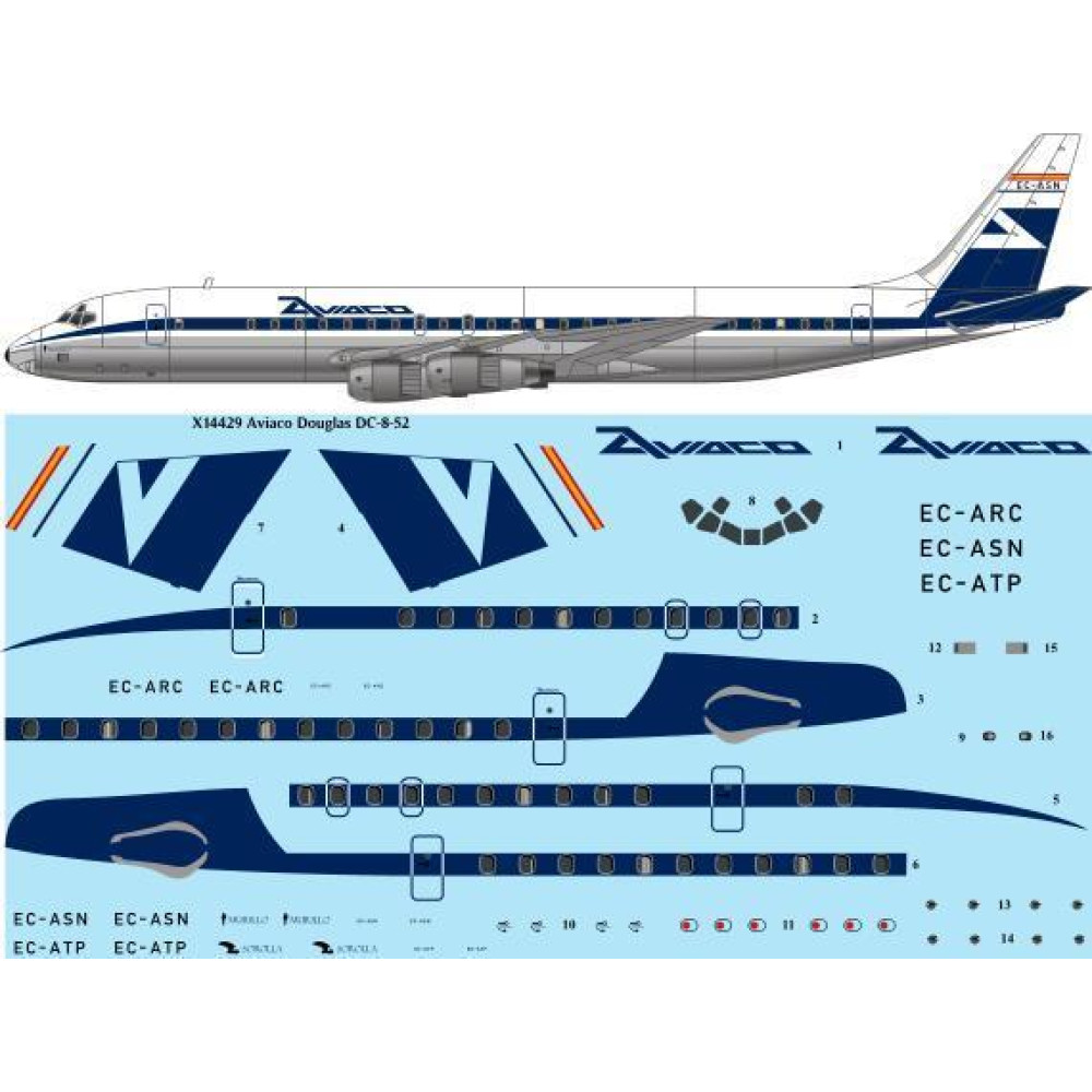 26Decals X14429 1/144 Aviaco Douglas DC-8-52 laser decal - for X-Scale ...