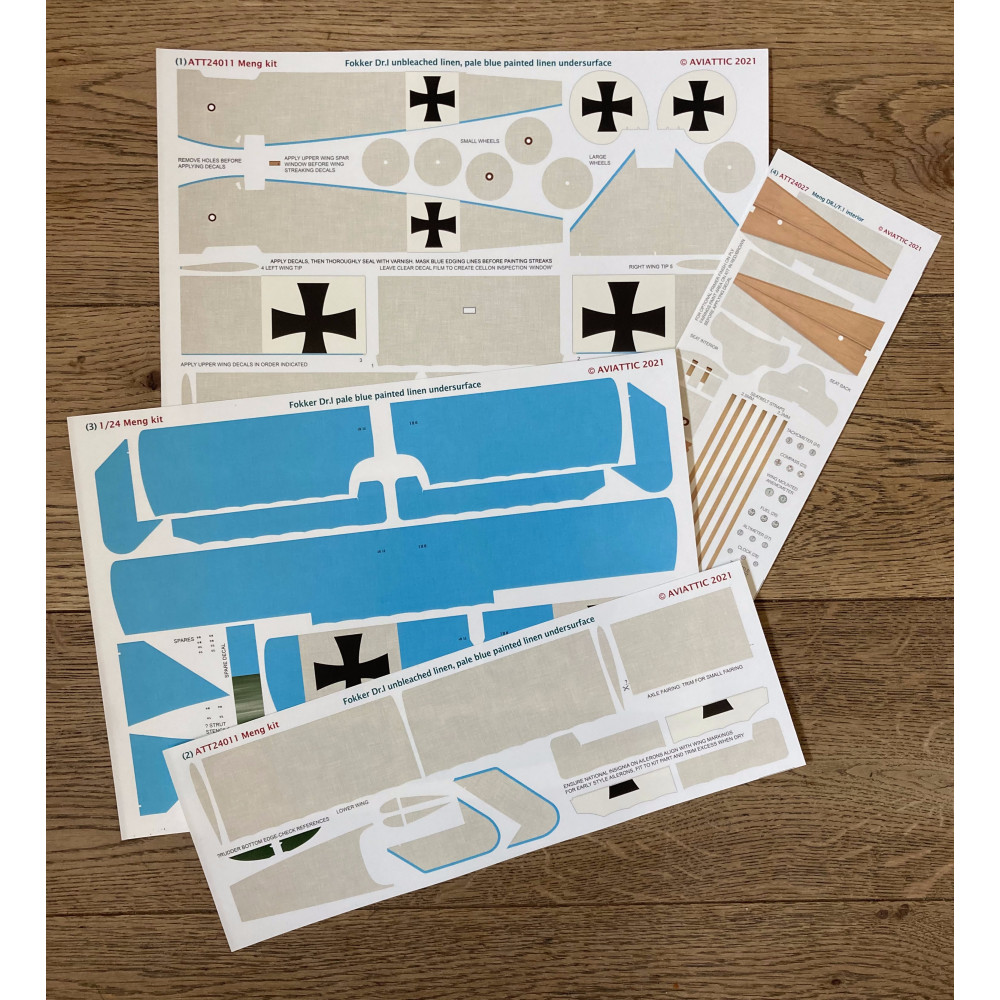 Aviattic ATT24011 1/24 (Meng) Fokker DR.I unbleached linen decal Model ...