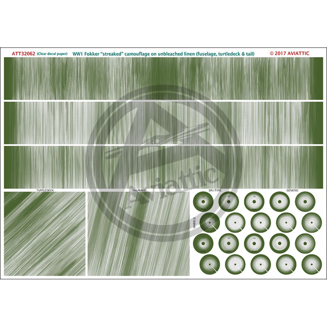 Aviattic ATT32062 1/32 (Clear decal paper) WW1 Fokker Streaked ...