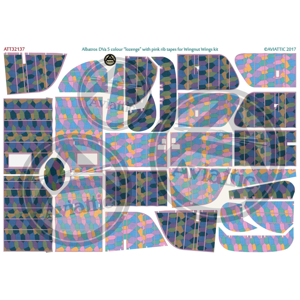 Aviattic ATT32137 1/32 Albatros Dva 5 colour lozenge with pink rib ...
