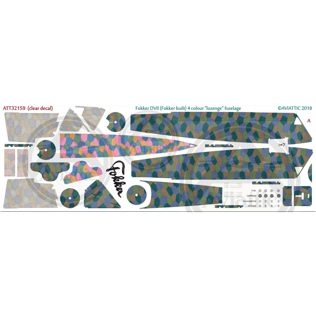Aviattic ATT32159 1/32 Fokker DVII (Fok built) 4 colour lozenge ...