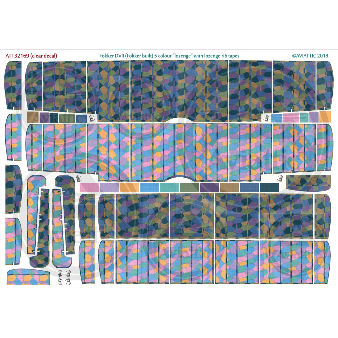 Aviattic ATT32169 1/32 Fokker DVII (Fok built) 5 color lozenge lozenge ...