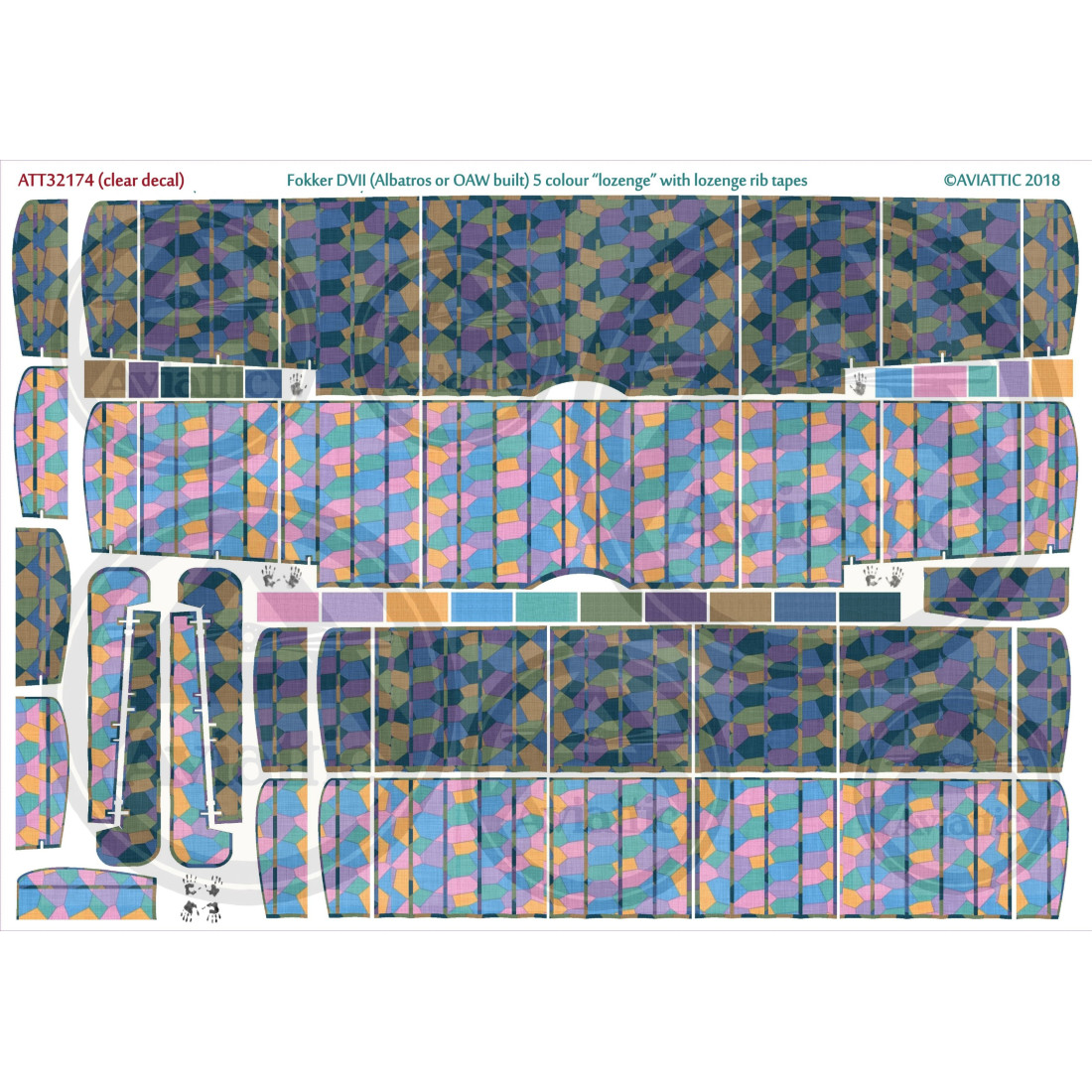 Aviattic ATT32174 1/32 Fokker DVII Albatros OAW 5 color lozenge lozenge ...