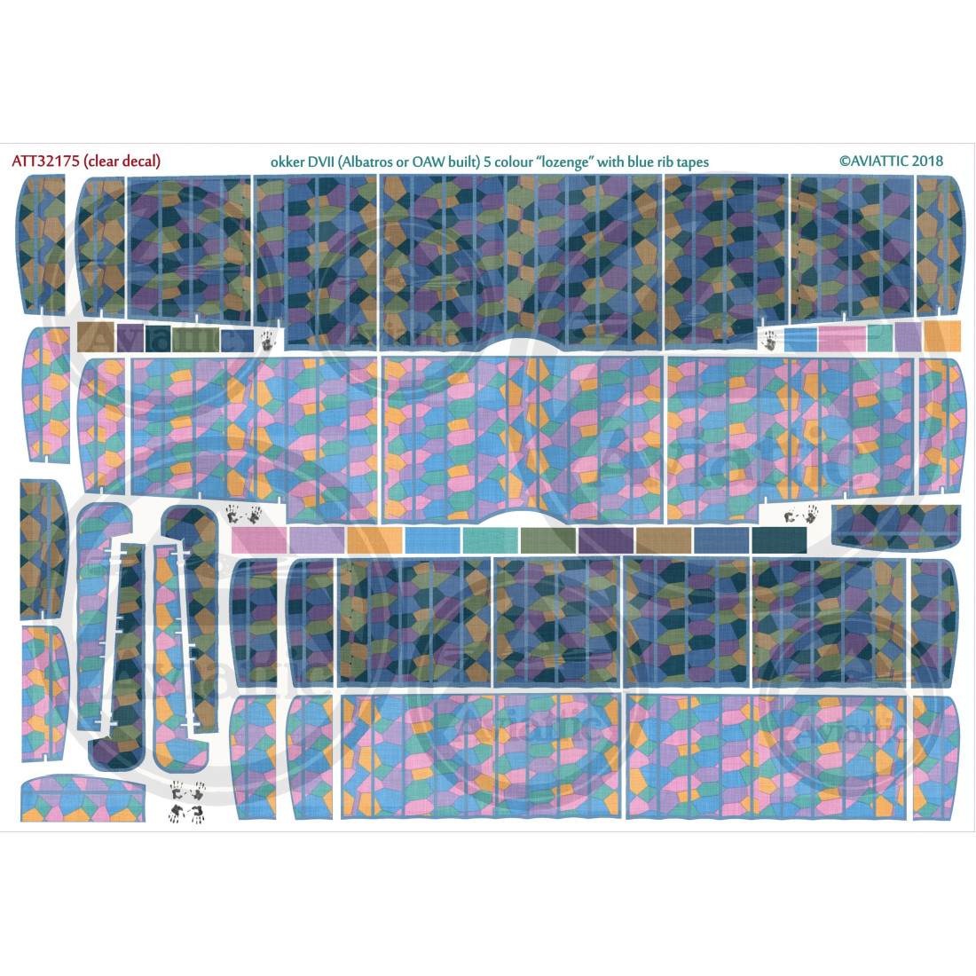 Aviattic ATT32175 1/32 Fokker DVII Albatros OAW 5 color lozenge blue ...