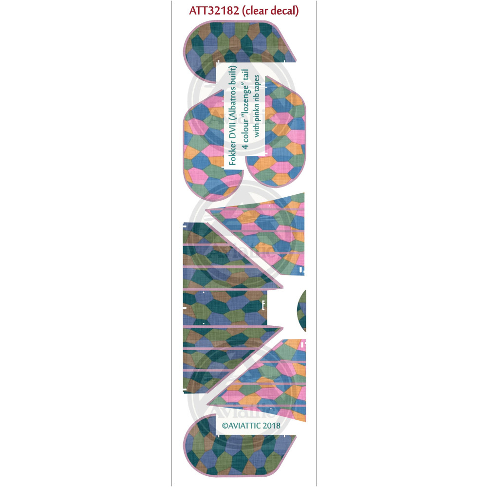 Aviattic ATT32182 1/32 Fokker DVII Albatros 4 color lozenge tail pink ...