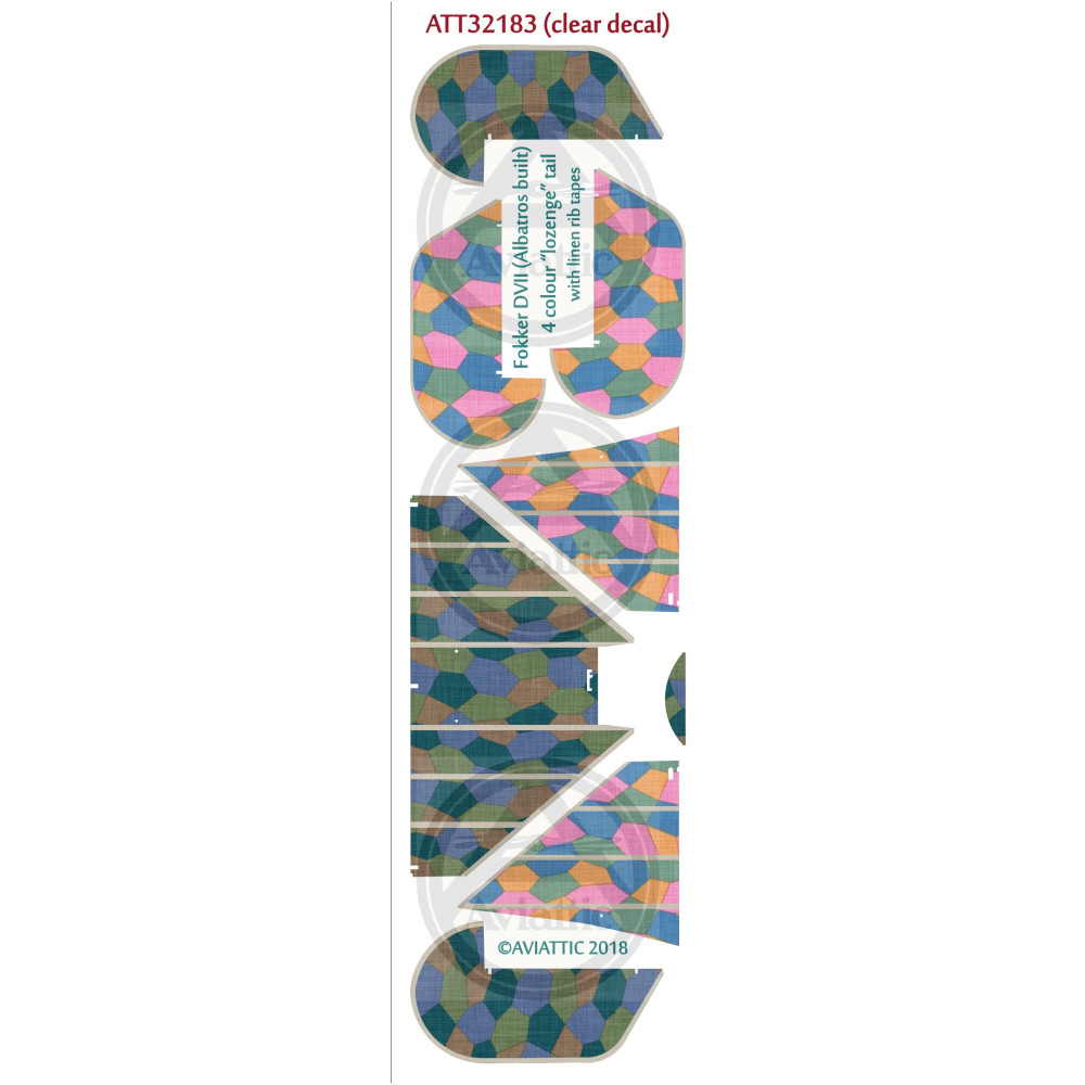 Aviattic ATT32183 1/32 Fokker DVII Albatros 4 color lozenge tail linen ...