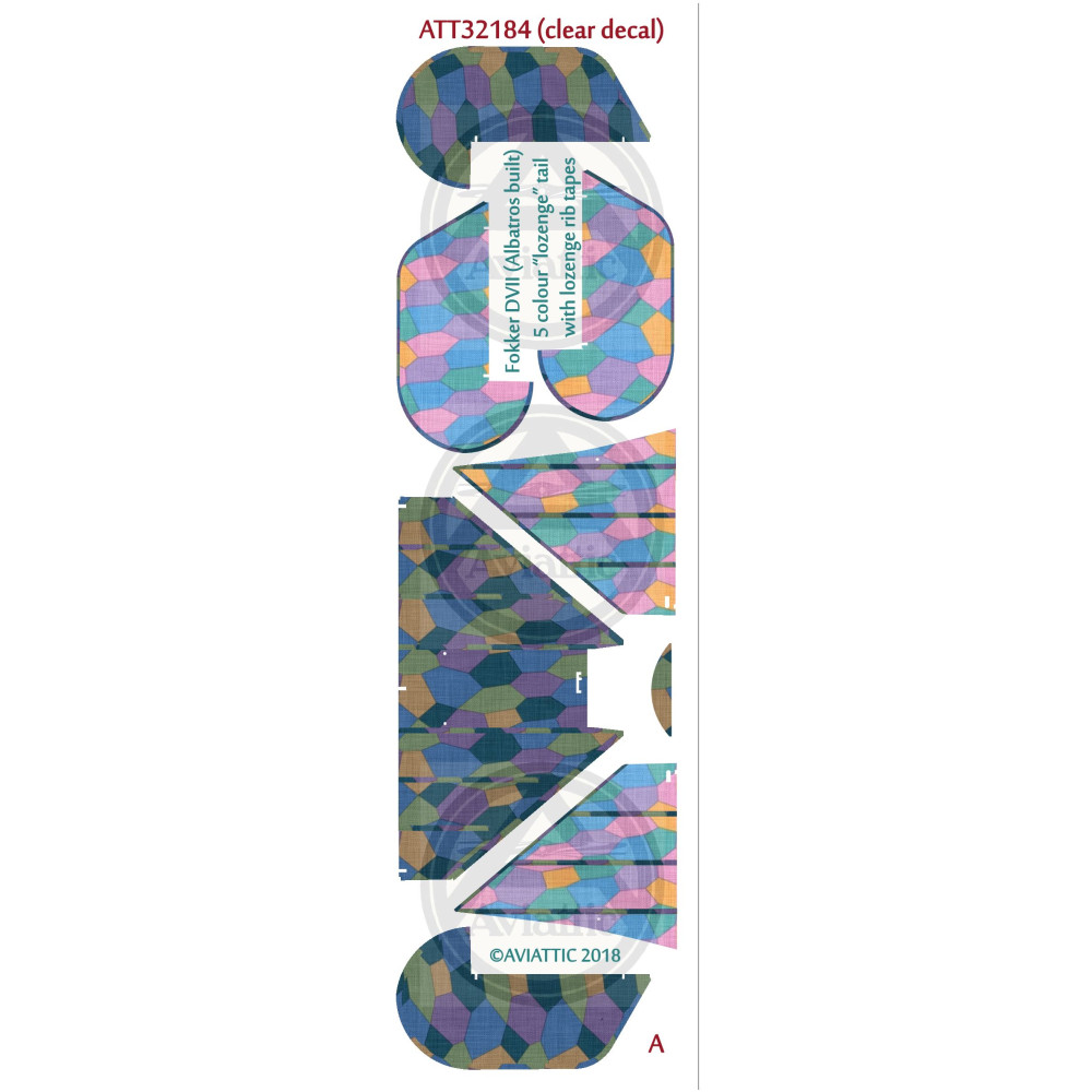 Aviattic ATT32184 1/32 Fokker DVII Albatros 5 color lozenge tail rib ...