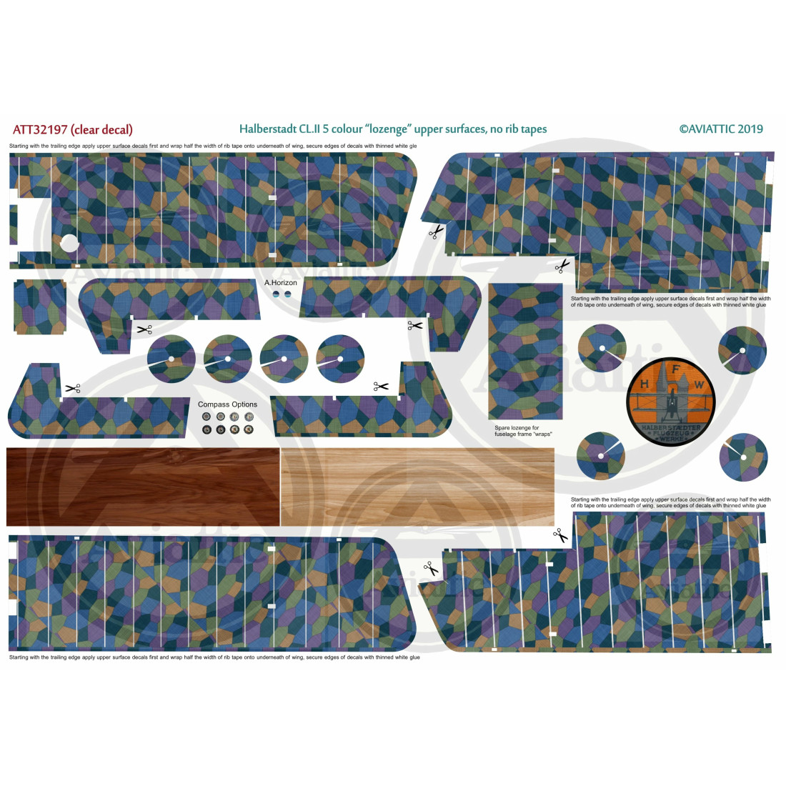 Aviattic ATT32197 1/32 Halberstadt CL.II 5 color lozenge no rib tapes ...