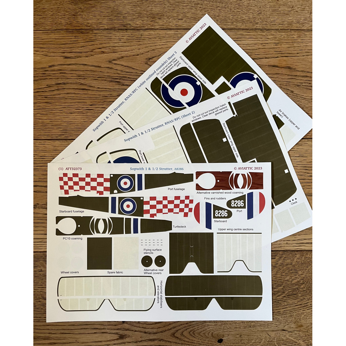 Aviattic ATT32373 1/32 Sopwith 1 & 1/2 Strutter A8286 Trainer RFC decal ...