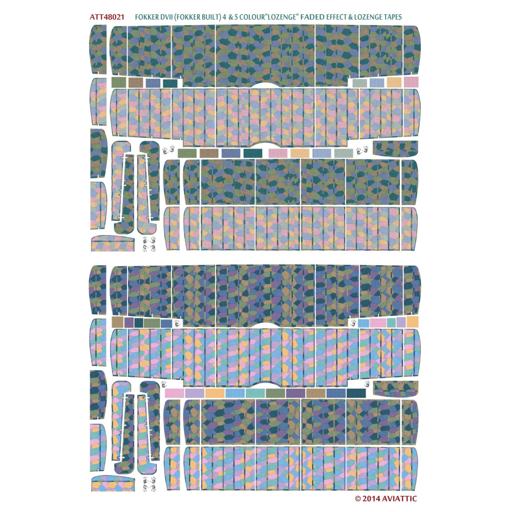Aviattic ATT48021 1/48 Fokker DVII 4-5 color lozenge faded effect tapes ...