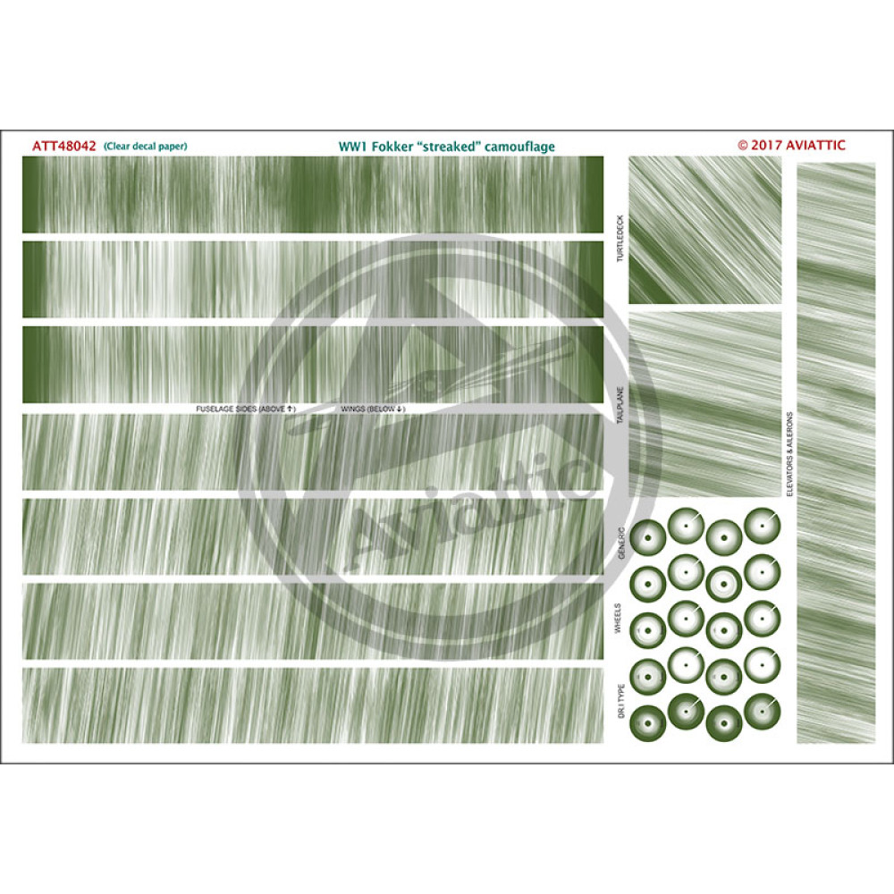 Aviattic ATT48042 1/48 (Clear decal paper) WW1 Fokker streaked ...