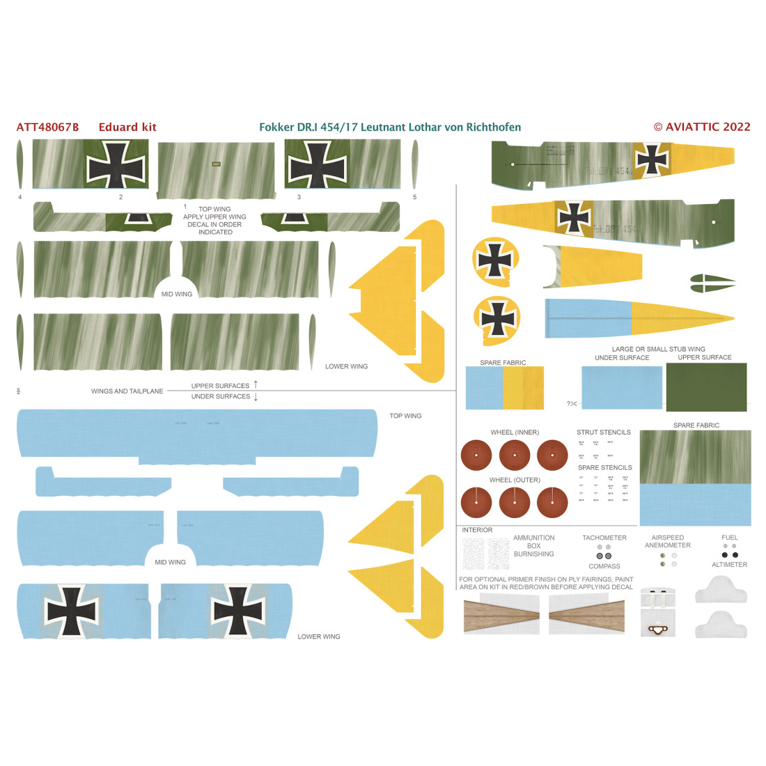 Aviattic ATT48067B 1/48 Fokker DR.I 454/17 Ltn. Lothar von Richthofen B ...