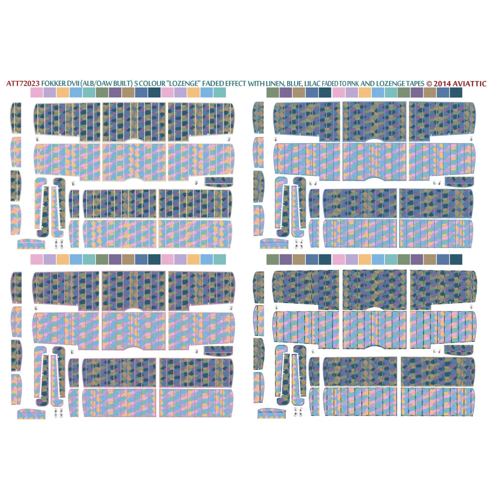 Aviattic ATT72023 1/72 Fokker DVII 5 color lozenge faded effect linen ...