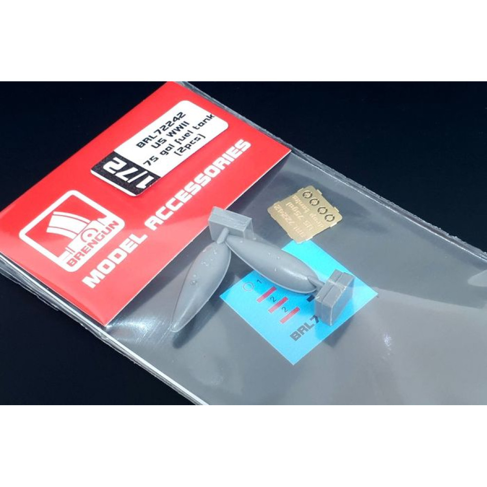 Brengun BRL72242 1/72 US WWII 75 gal fuel tank (2pcs) Resin set of fuel ...