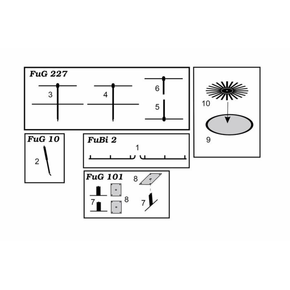 Brengun BRL72267 1/72 WWII German antennas FuG-10 FuG-101 FuG-227 FuBi ...