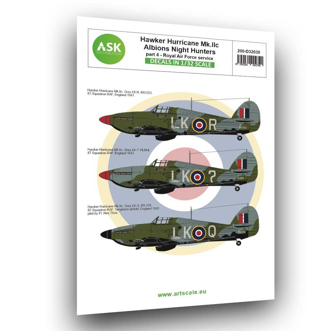 ASK D32030 1/32 Hawker Hurricane Mk.IIC part 4 - Albions Night Hunters RAF