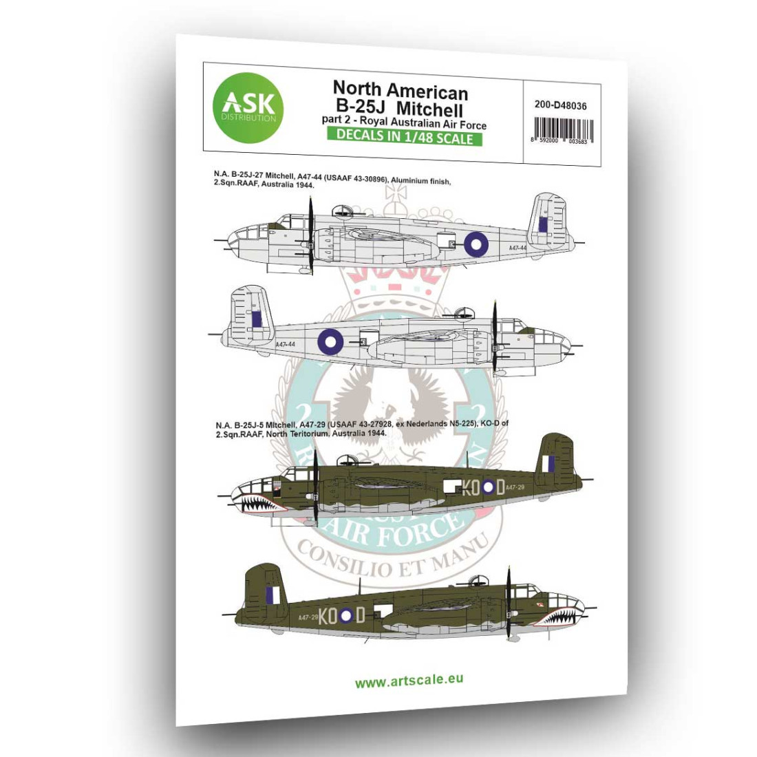 ASK D48036 1/48 NA B-25J Mitchell part 2 - Royal Australian Air Force Decal