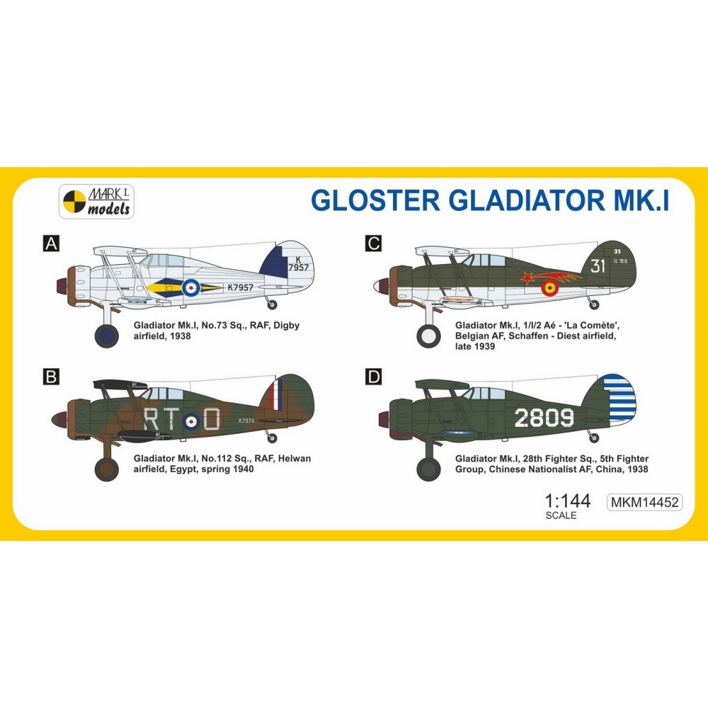 Mark I MKM144052 1/144 Gloster Gladiator Mk.I Last British Biplane ...
